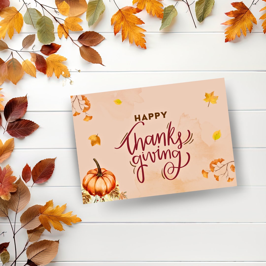 Printable Thanksgiving Card Digital Download Greetings Happy ...