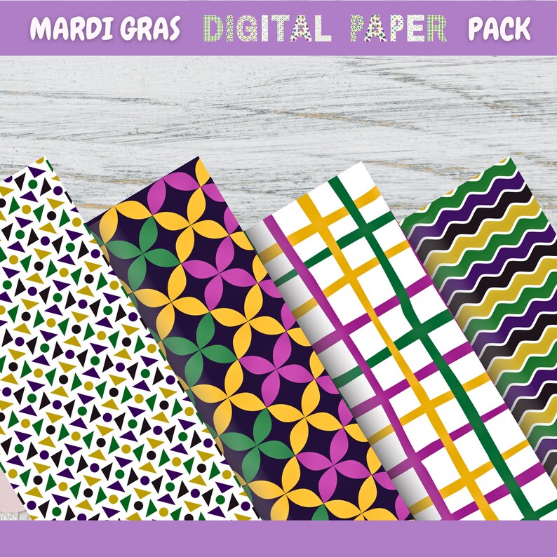 Mardi Gras Digital Paper Pack Scrapbooking Paper Craft Patterns Card 12 ...