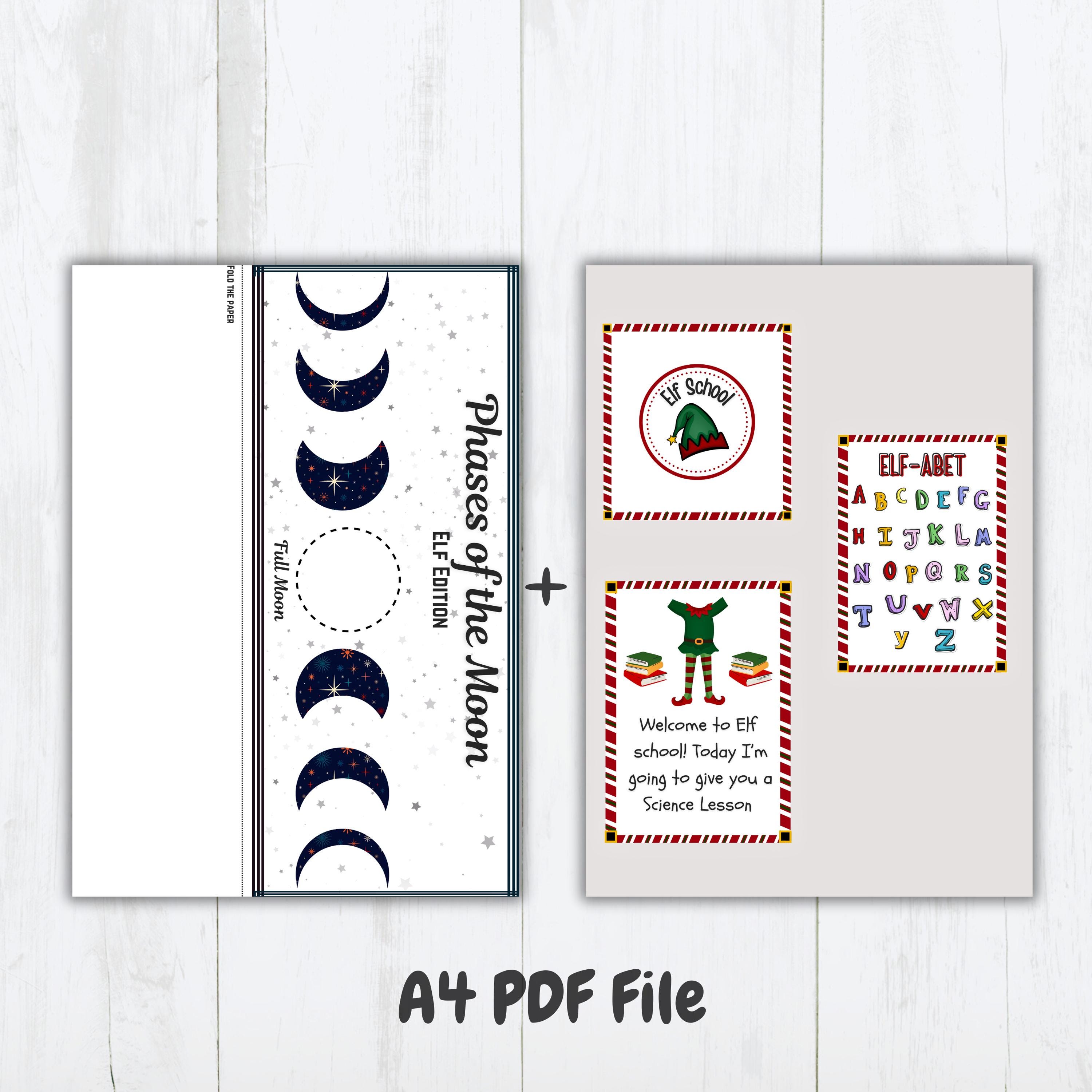 Elf Lunar Phases & School Cards: Christmas Activity (digital Download ...
