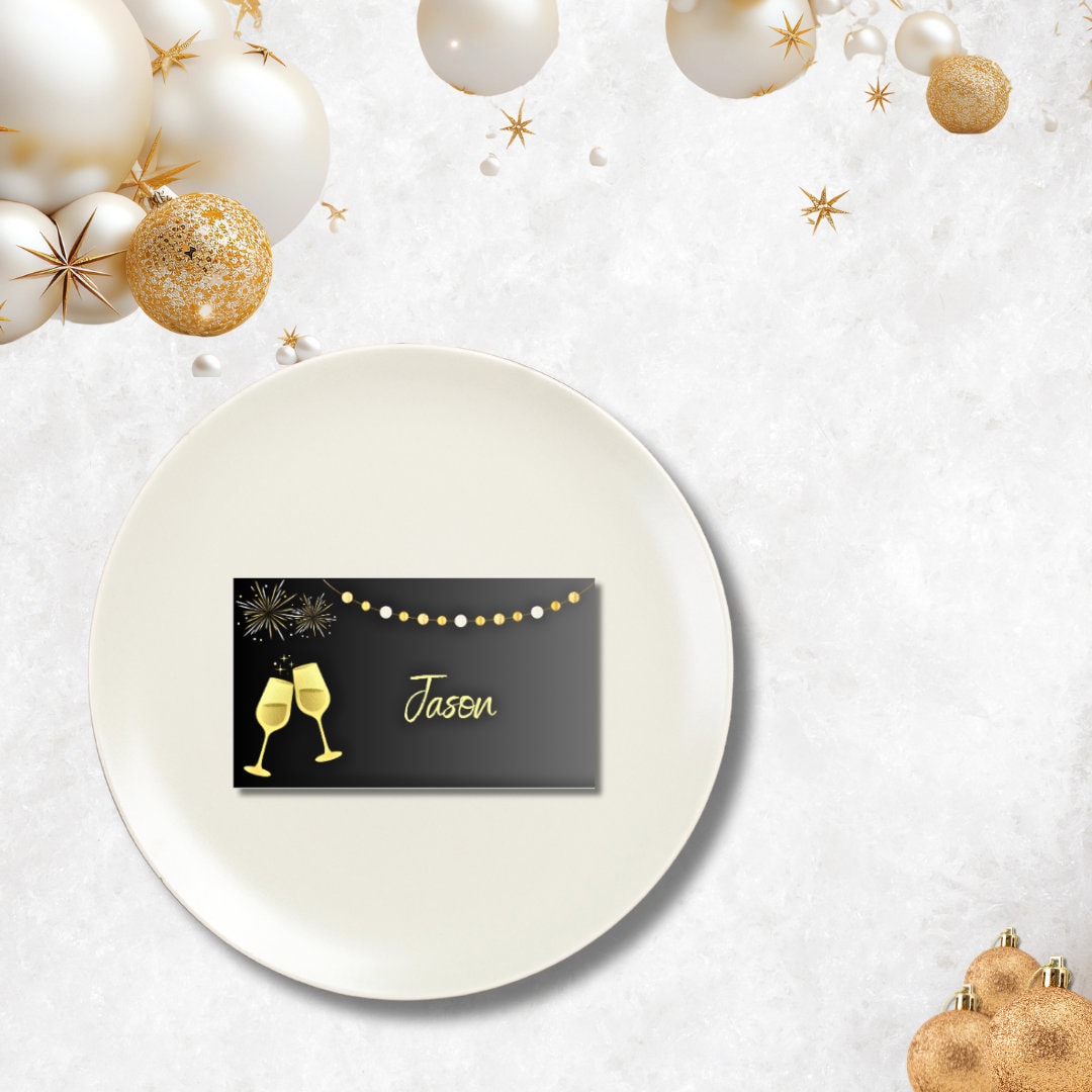 Printable New Year Place Cards: Editable Festive Decor (PDF) - Etsy