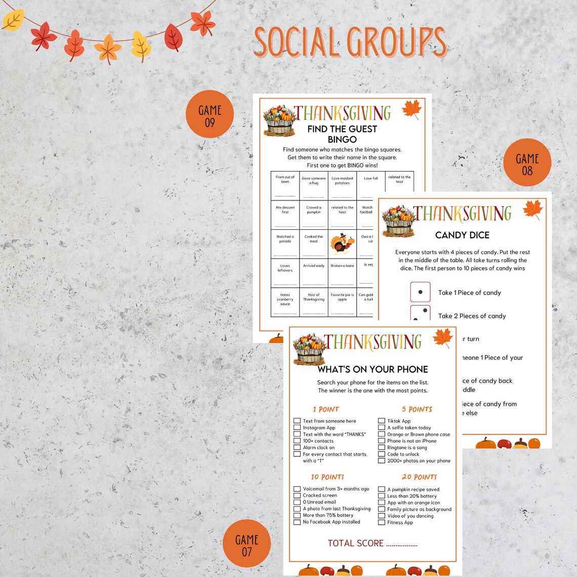 Printable Thanksgiving Games Bundle Editable Template Games for Family ...