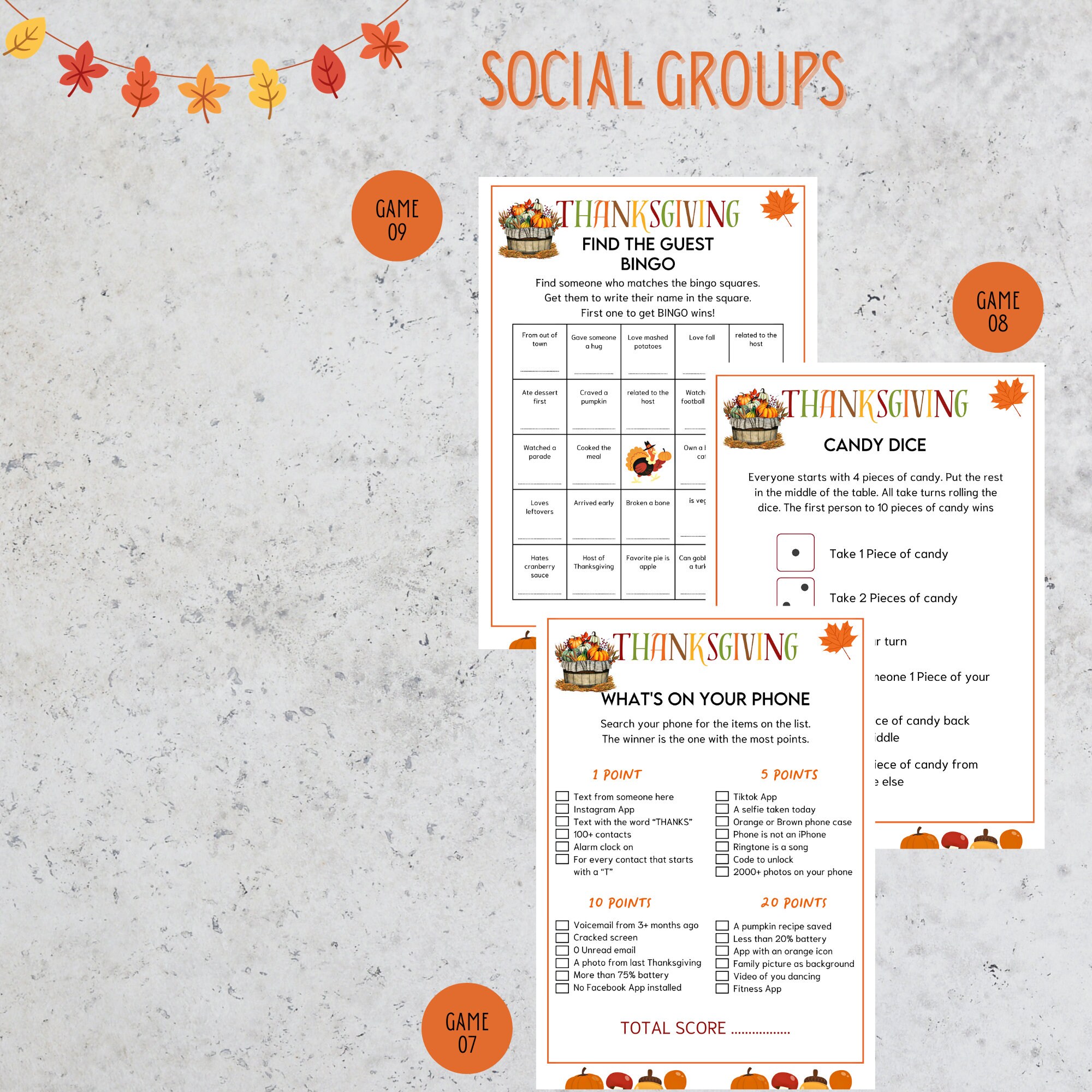 Printable Thanksgiving Games Bundle: Family Party Pack (editable ...