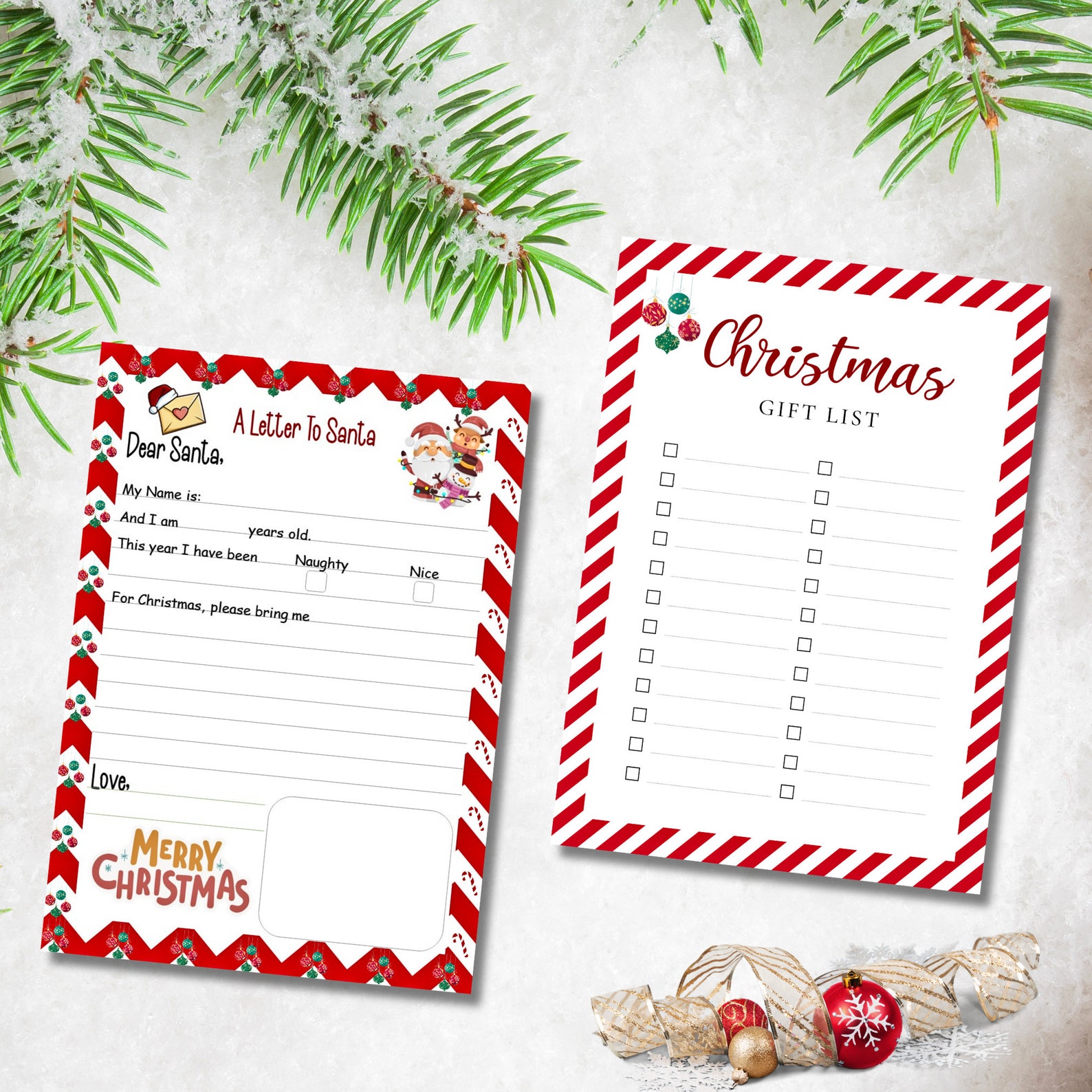 Printable Santa Letter Kit: Christmas Wish List (A4 Digital Download ...