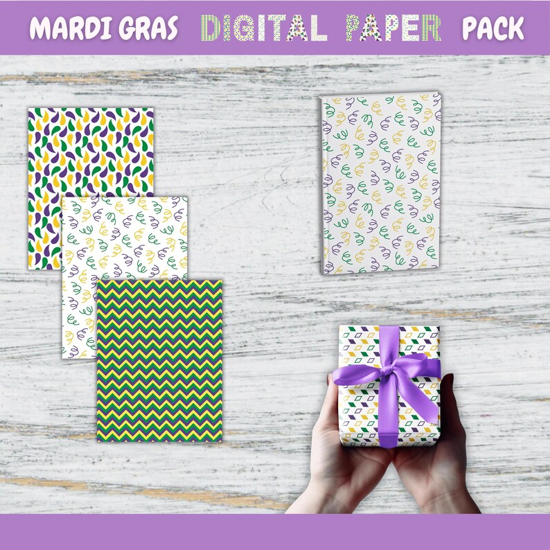 Mardi Gras Digital Paper Pack Scrapbooking Paper Craft Patterns Card 12 ...