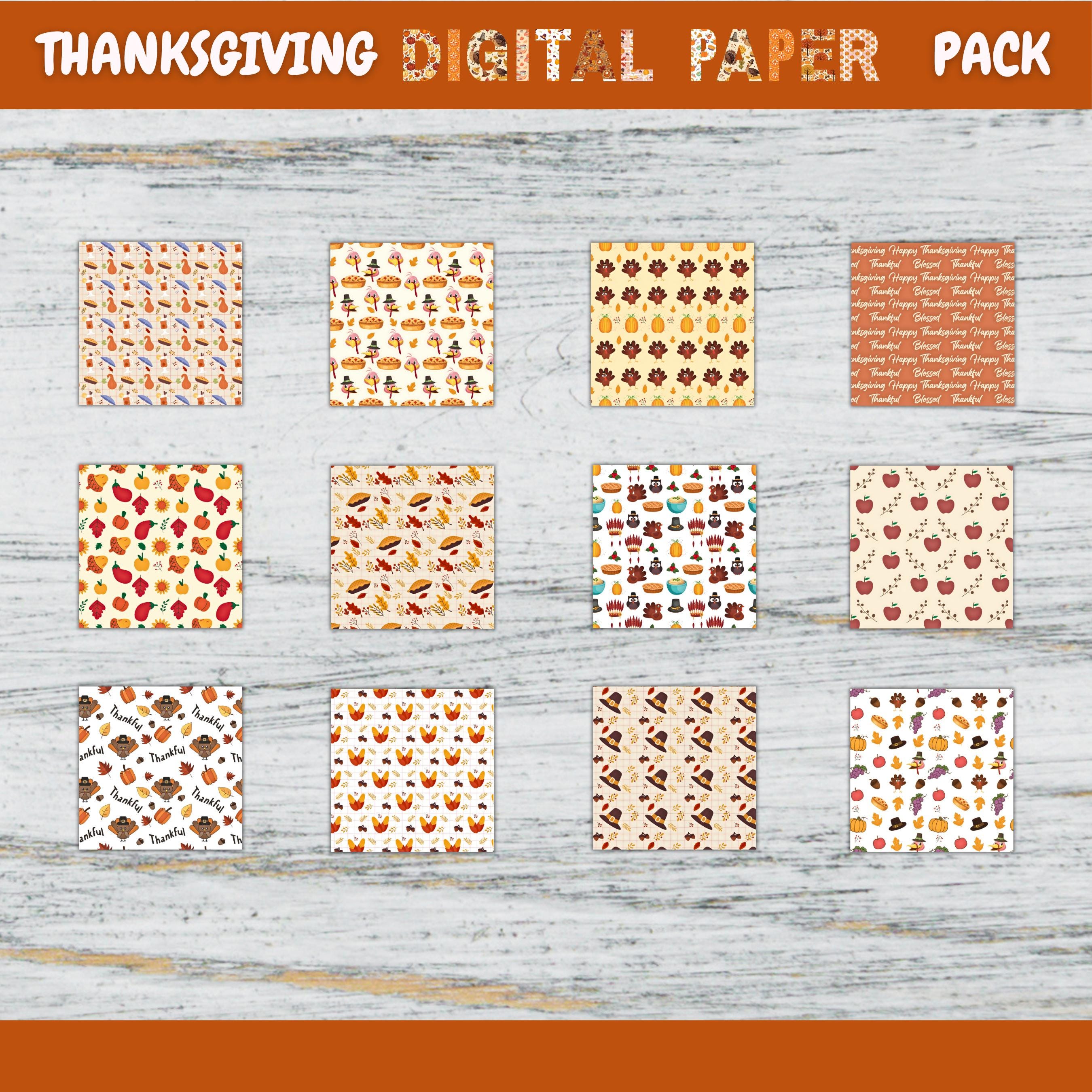 Thanksgiving Digital Paper Pack, Pumpkin, Turkey, Leaves (PNG & JPG) - Etsy