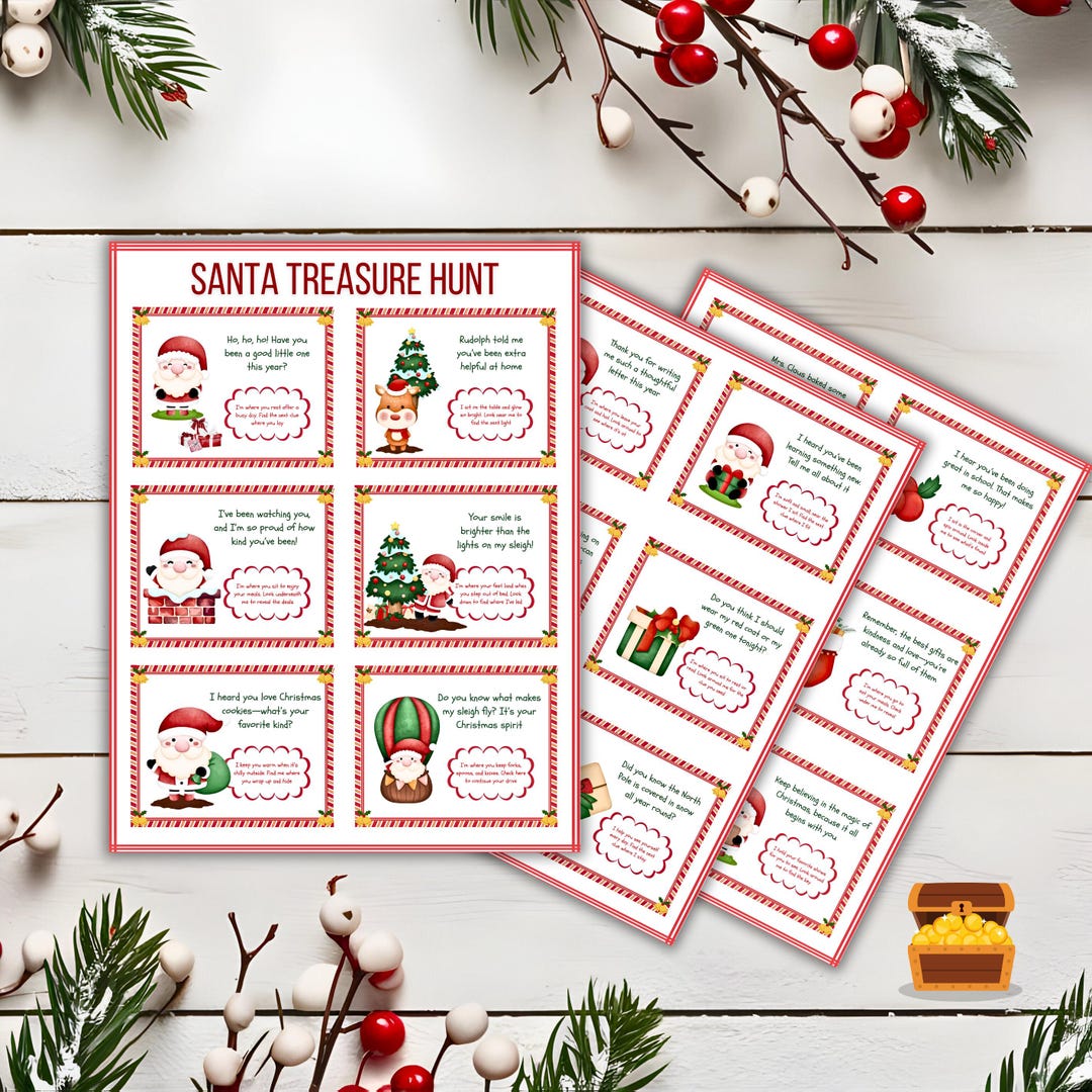 Printable Santa Scavenger Hunt: Christmas Treasure Hunt Game (PDF ...