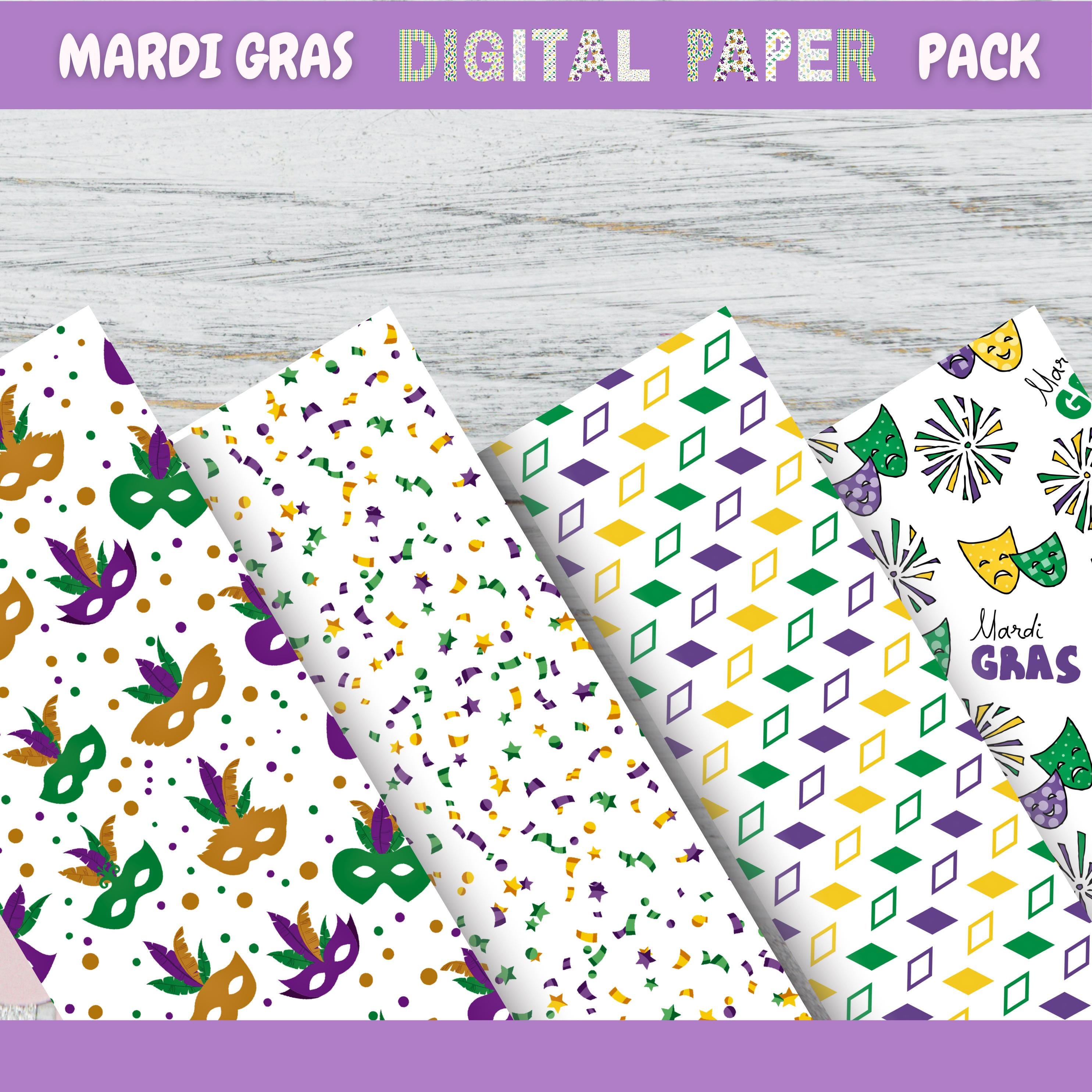 Mardi Gras Digital Paper Pack Scrapbooking Paper Craft Patterns Card 12 ...