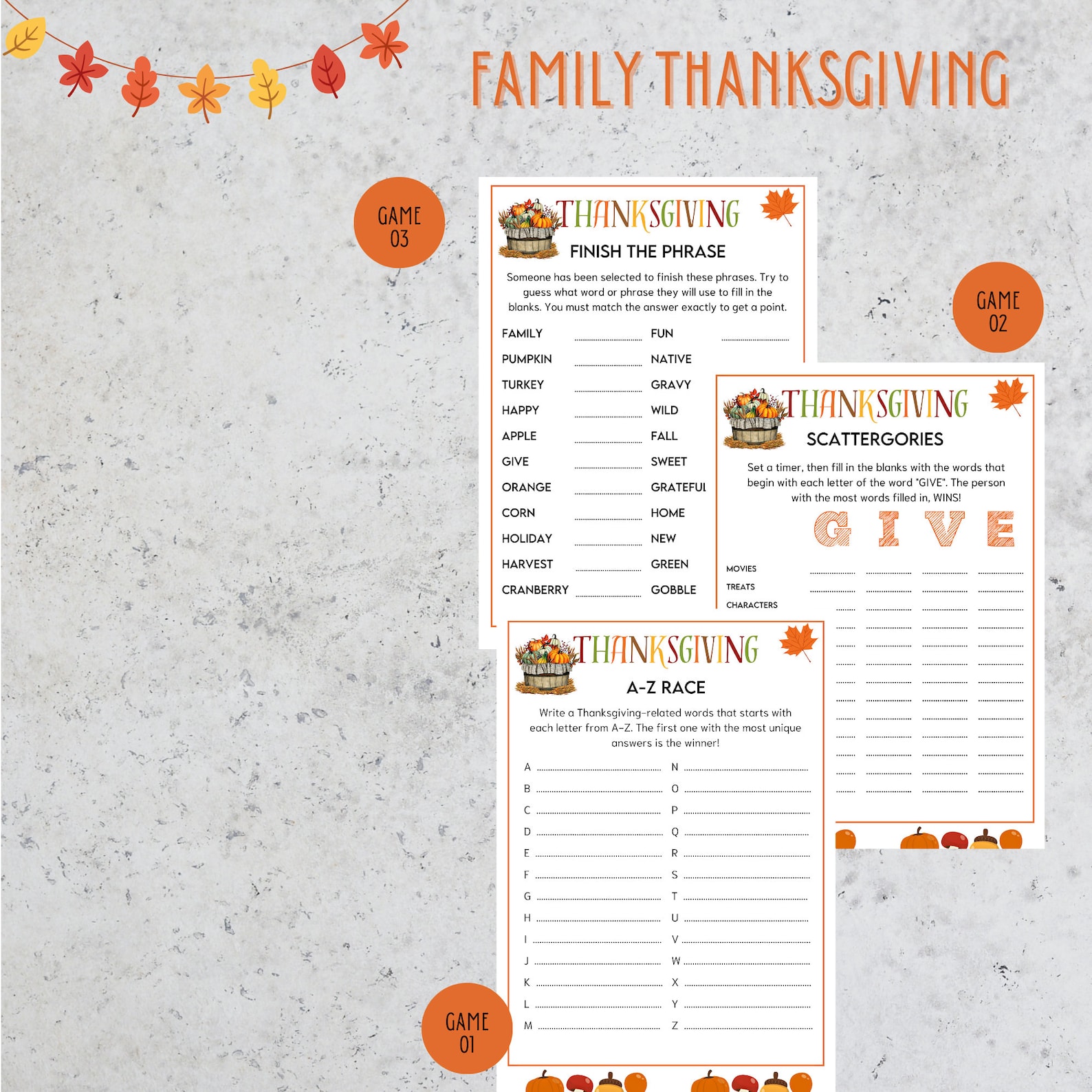 Printable Thanksgiving Games Bundle: Family Party Pack (editable ...