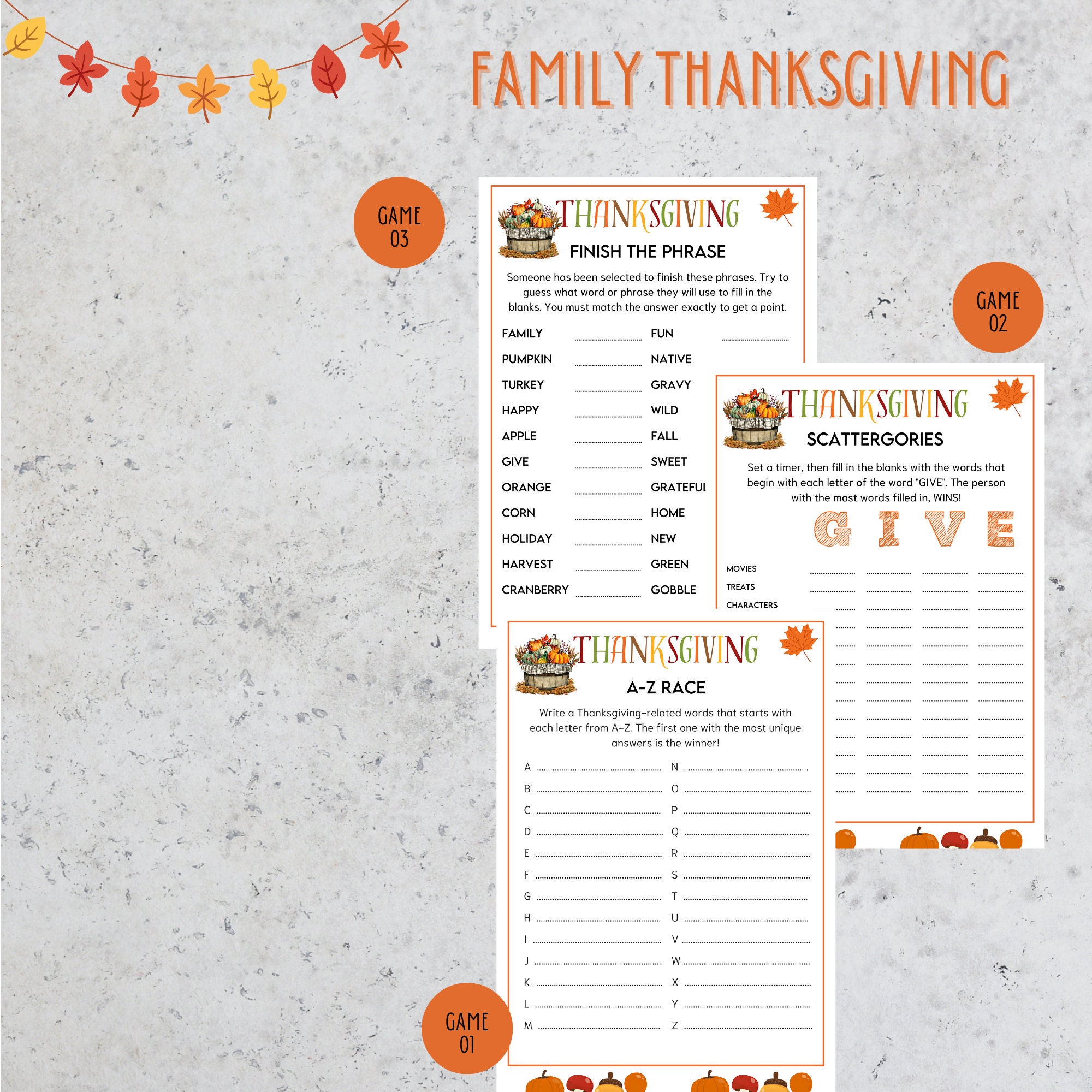 Printable Thanksgiving Games Bundle: Family Party Pack (editable ...