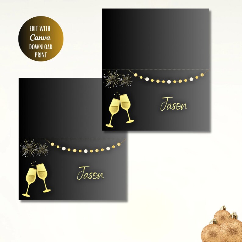 Printable New Year Place Cards: Editable Festive Decor (PDF) - Etsy