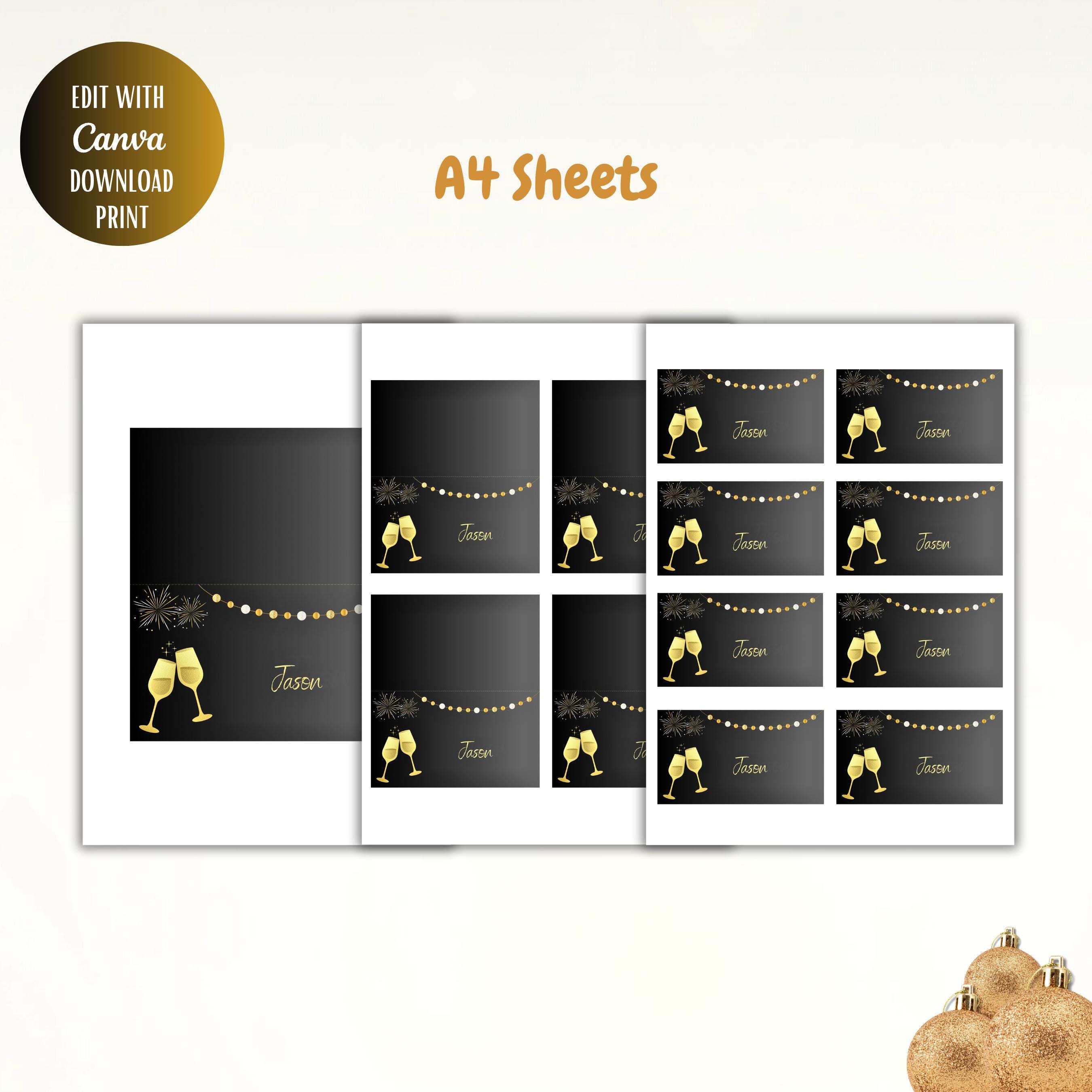 Printable New Year Place Cards: Editable Festive Decor (PDF) - Etsy