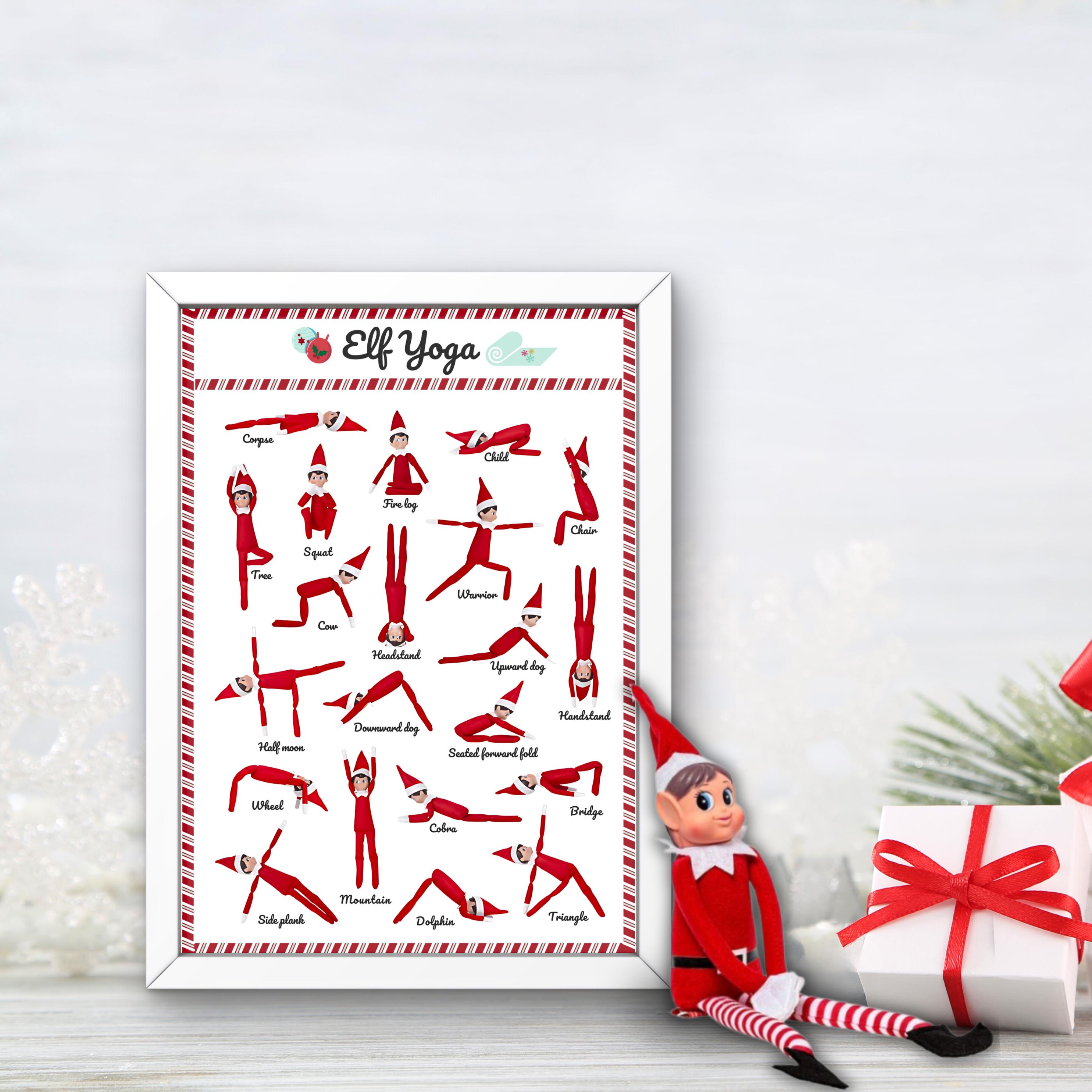 Elf Yoga Poses Printable Poster A3 + 21 Cards Fun Christmas Yoga ...