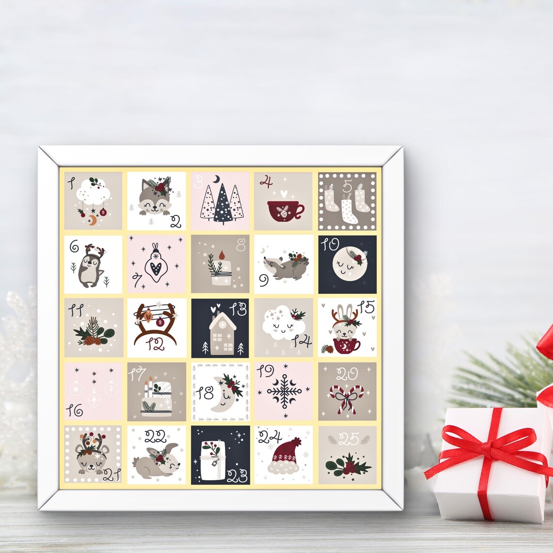 Winter Style Advent Calendar Printable Cards (PDF, PNG, SVG) - Etsy