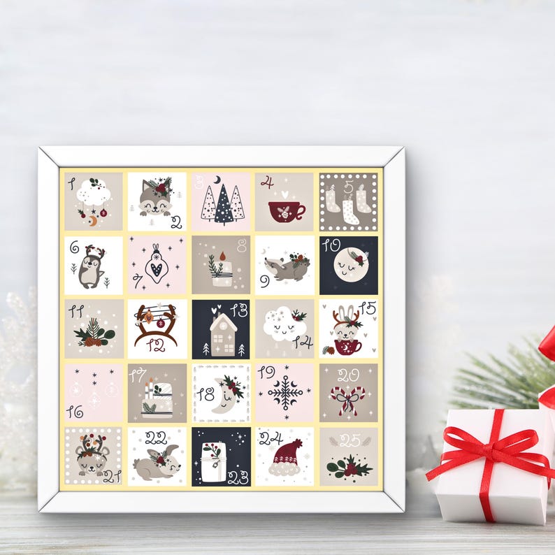 Winter Style Advent Calendar Printable Cards (PDF, PNG, SVG) - Etsy