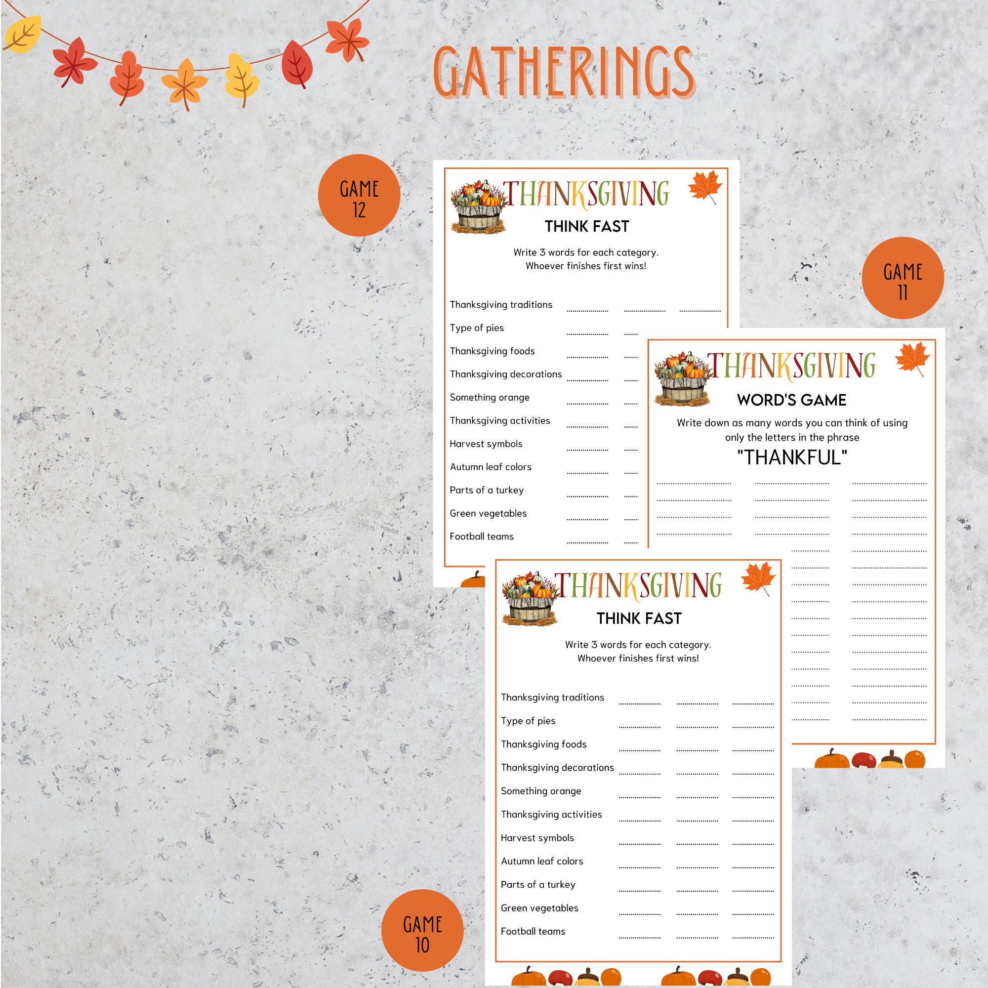 Printable Thanksgiving Games Bundle Editable Template Games for Family ...