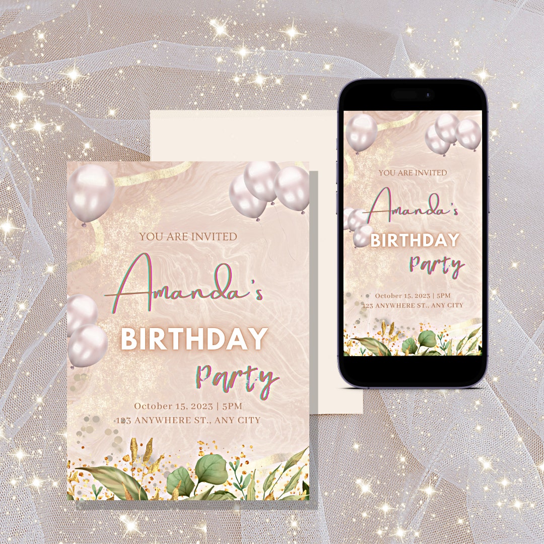 Editable Birthday Invite Woman Party Personalized Template Printable ...