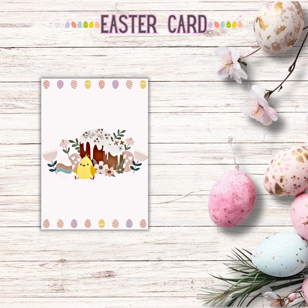 Easter Chick Card | Illustrated Holiday Greetings (digital Download) - Etsy