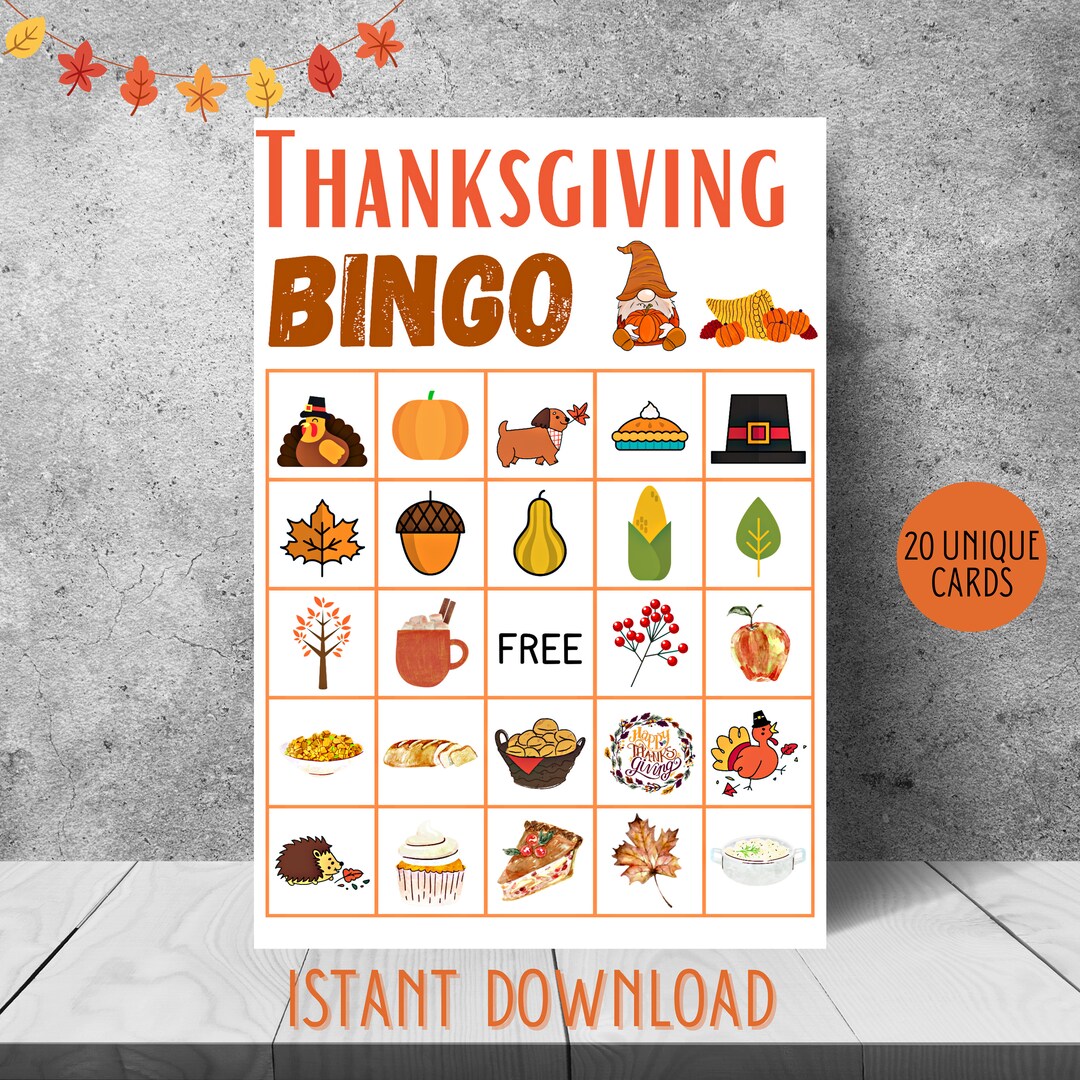 Thanksgiving Bingo Game: Printable Holiday Cards (digital Download) - Etsy