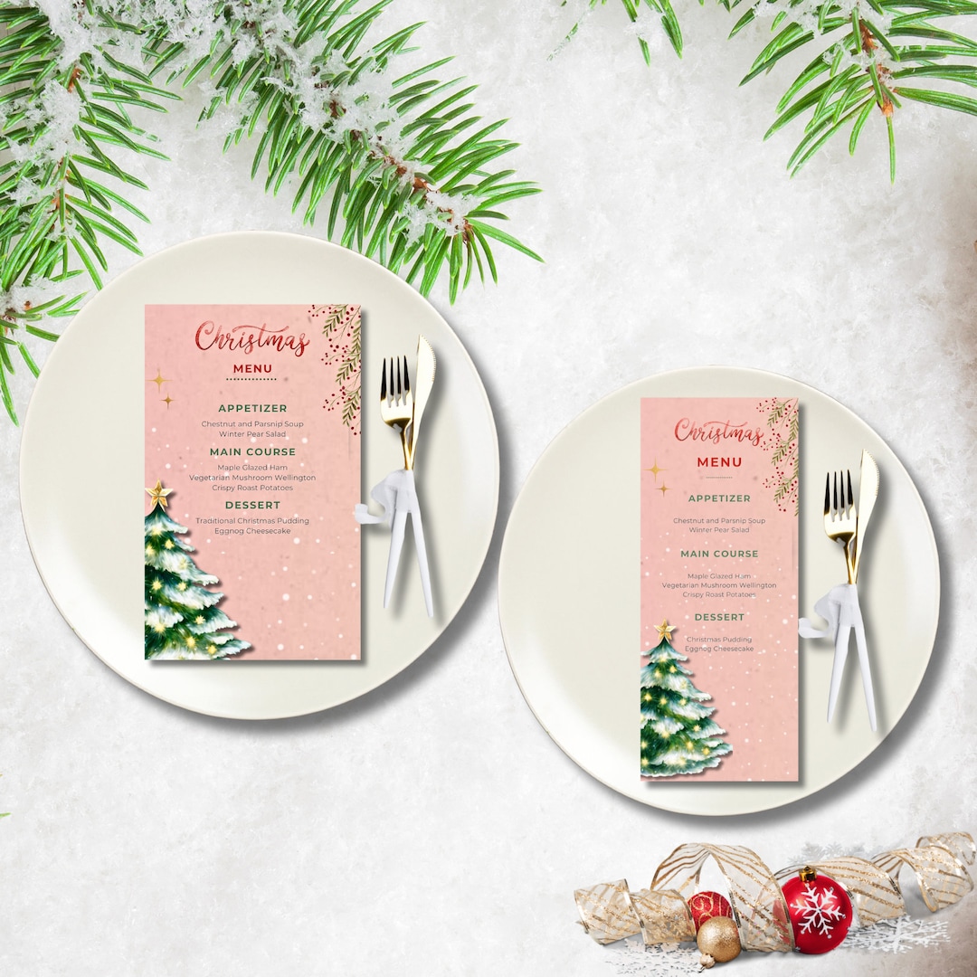 Printable Christmas Menu Card Editable Christmas Tree Template Two ...