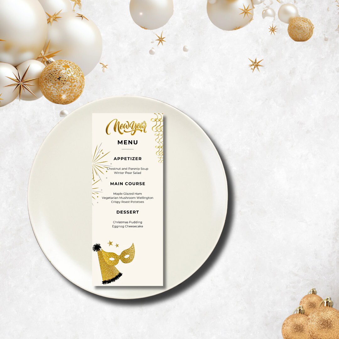 Editable New Year's Eve Menu Template: Stylish Celebration (instant ...