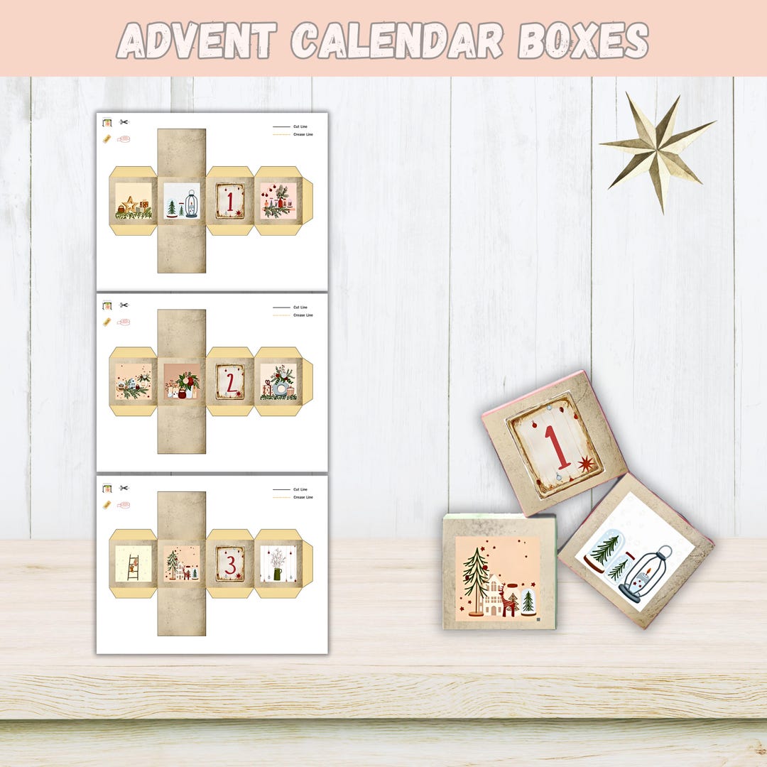 Printable Advent Calendar Boxes, Christmas Countdown Activity (digital ...