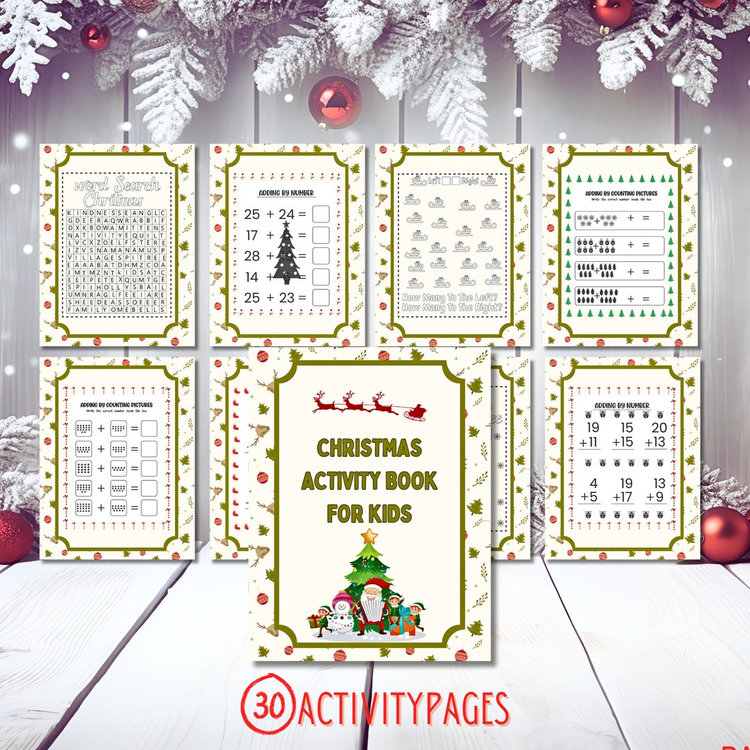 Printable Christmas Activity Book for Kids Santa Claus Cover Holiday ...