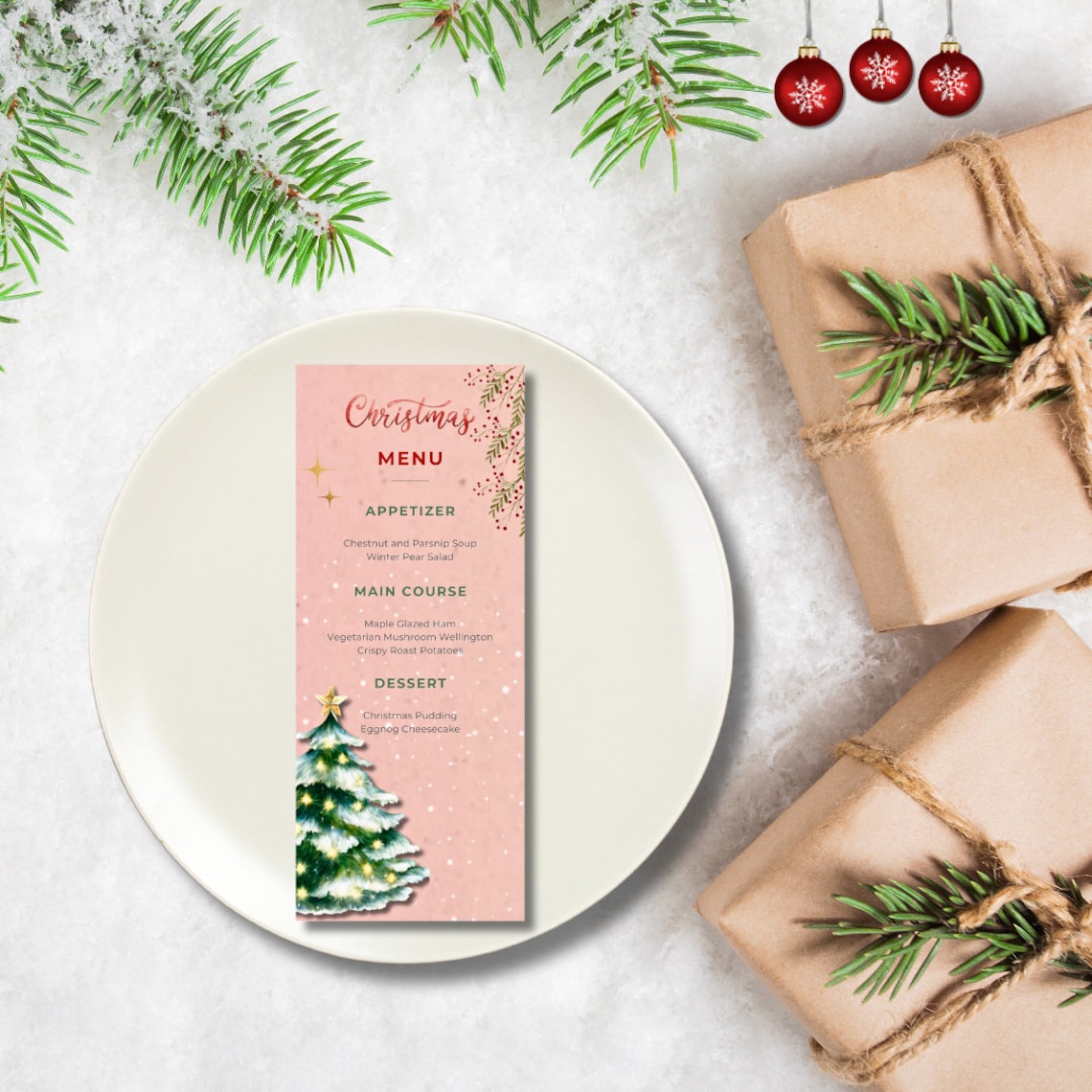 Printable Christmas Menu Card Editable Christmas Tree Template Two ...