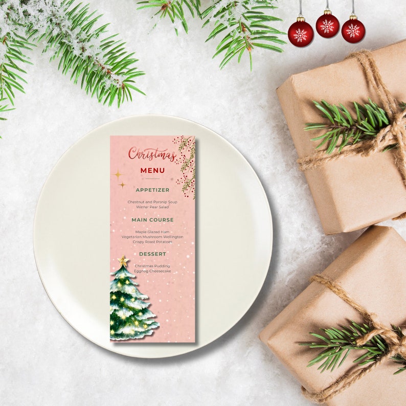 Printable Christmas Menu Card: Editable Holiday Template (digital ...