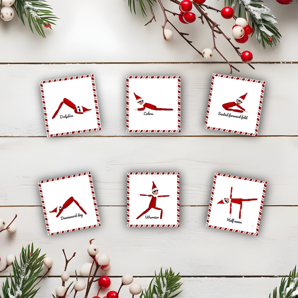 Elf Yoga Poses Printable Poster A3 + 21 Cards Fun Christmas Yoga ...