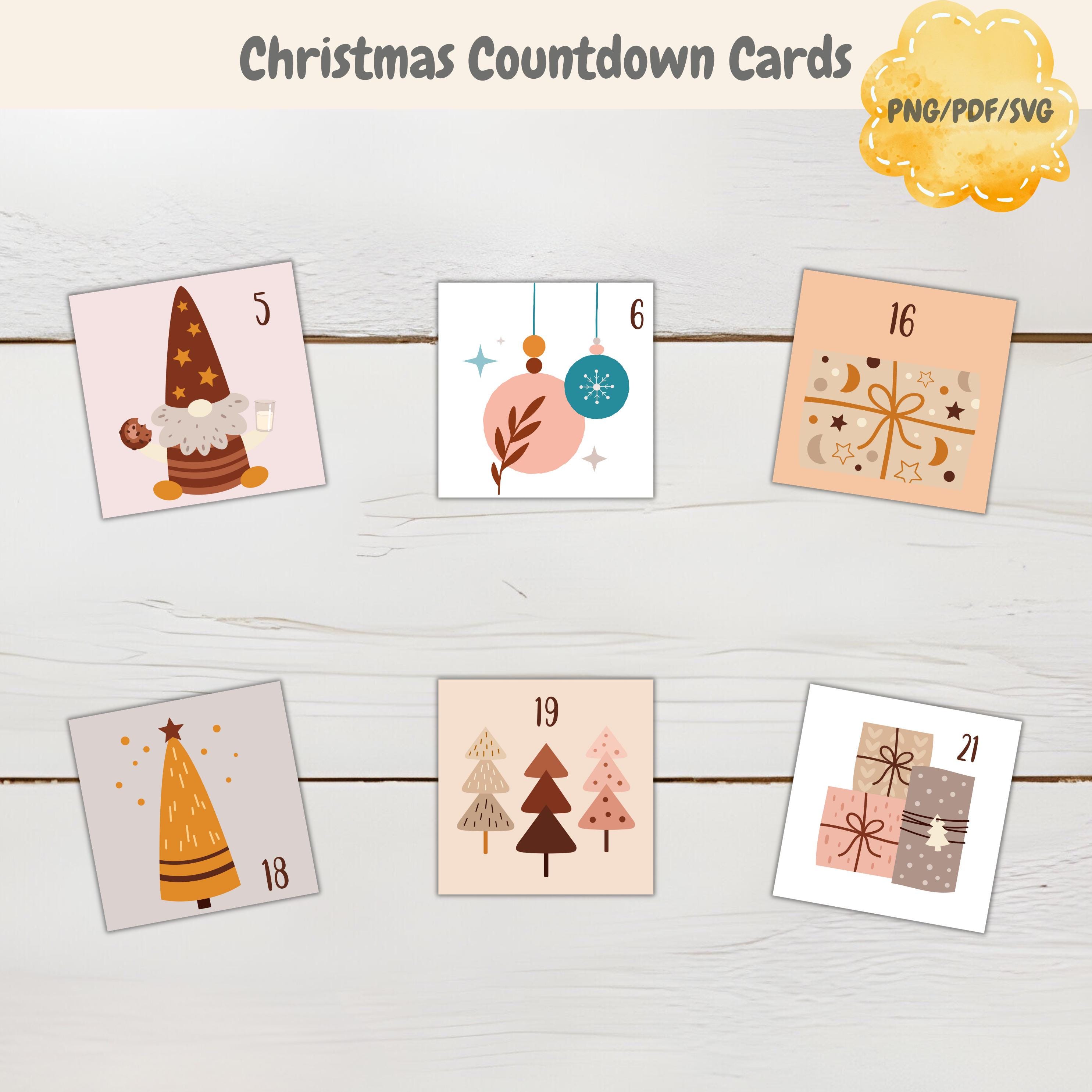 Advent Calendar Printable Cards Boho Style - Pdf, PNG, SVG DIY ...