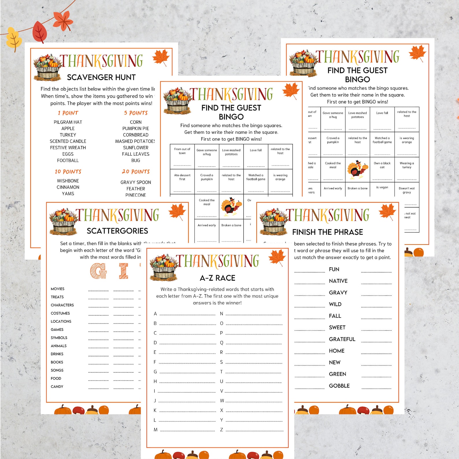 Printable Thanksgiving Games Bundle: Family Party Pack (editable ...