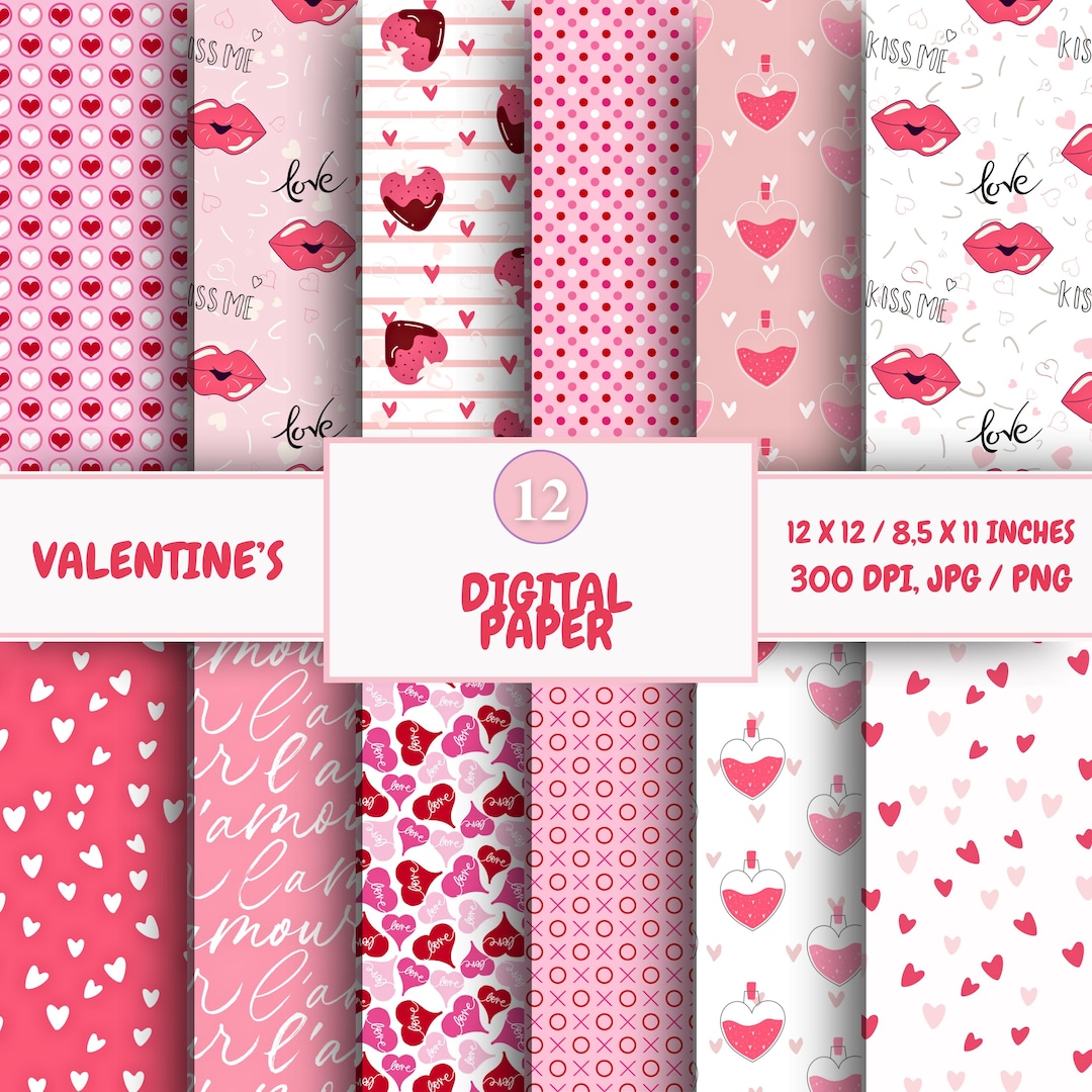 Valentine's Day Digital Paper Pack: Heart Designs (digital Download) - Etsy