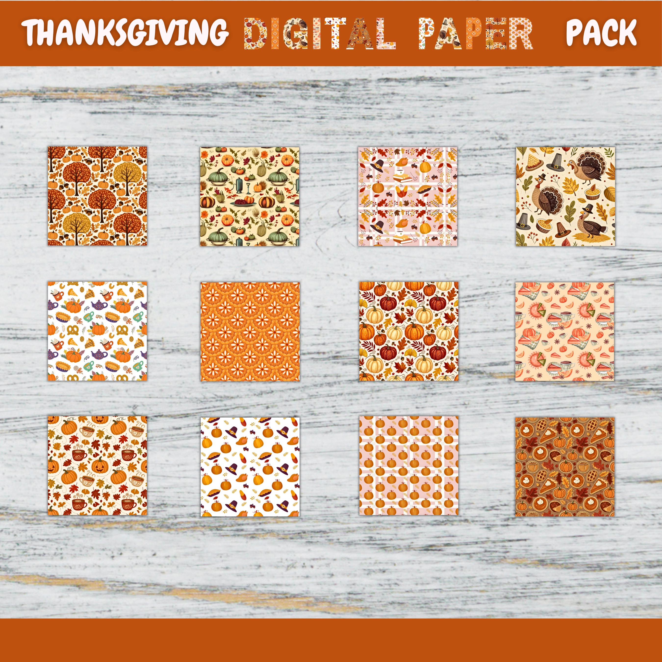 Thanksgiving Digital Paper Pack, Autumn Scrapbook Paper (PNG, JPG) - Etsy