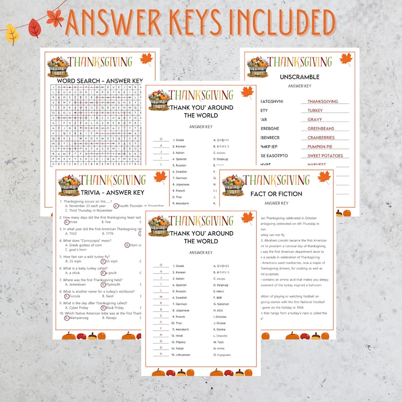 Printable Thanksgiving Games Bundle Editable Template Games for Family ...