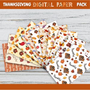 Thanksgiving Digital Paper Pack, Pumpkin, Turkey, Leaves (PNG & JPG) - Etsy