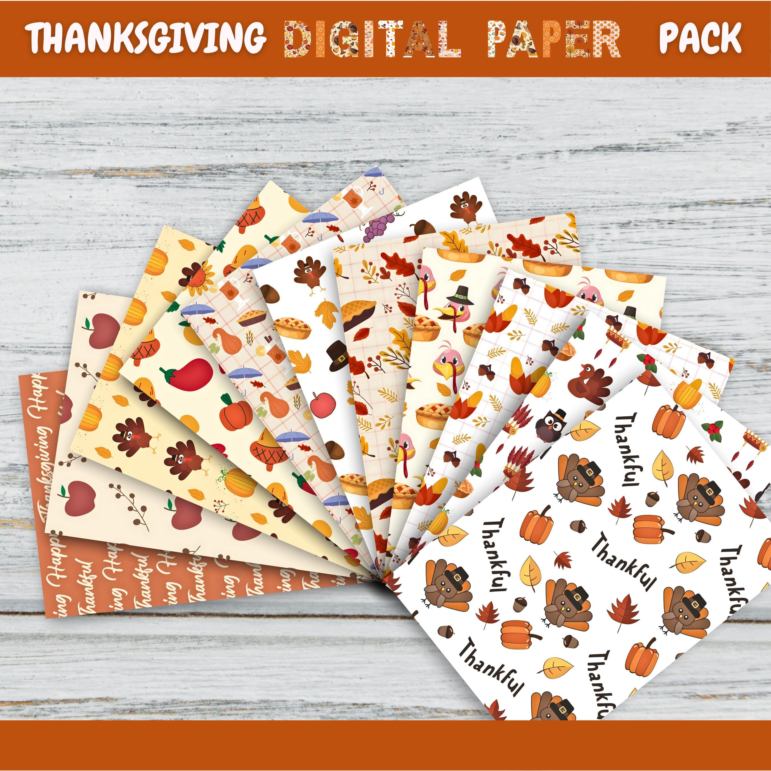 Thanksgiving Digital Paper Pack, Pumpkin, Turkey, Leaves (PNG & JPG) - Etsy