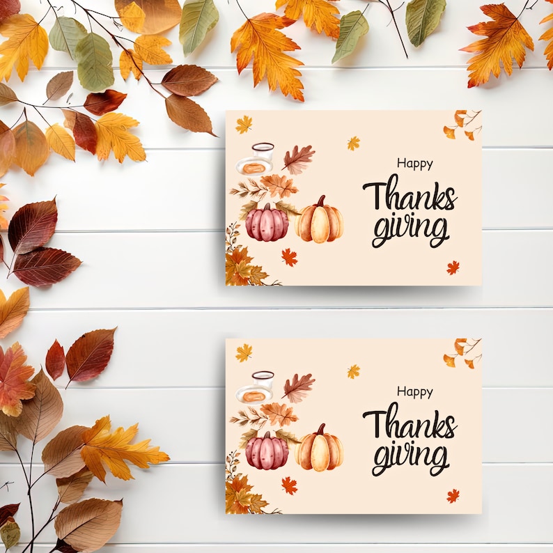 Printable Thanksgiving Card Digital Download Greetings Happy ...