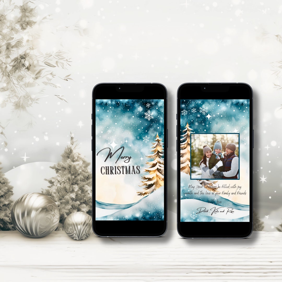 Editable Christmas Greeting Mobile Video: Festive Blue Template ...