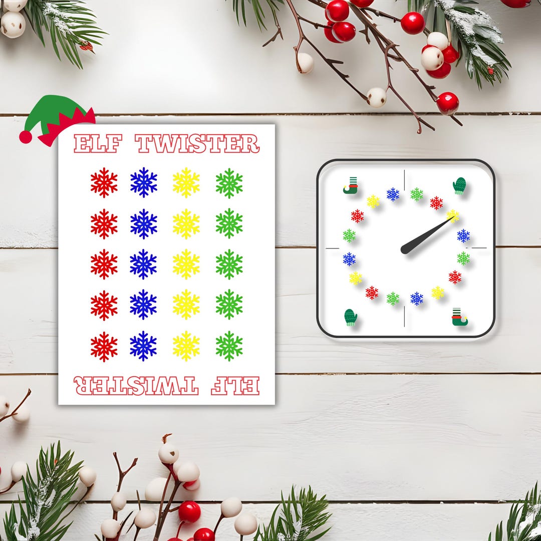 Christmas Elf Twister Game Printable PDF Fun Elf Activity for Kids ...