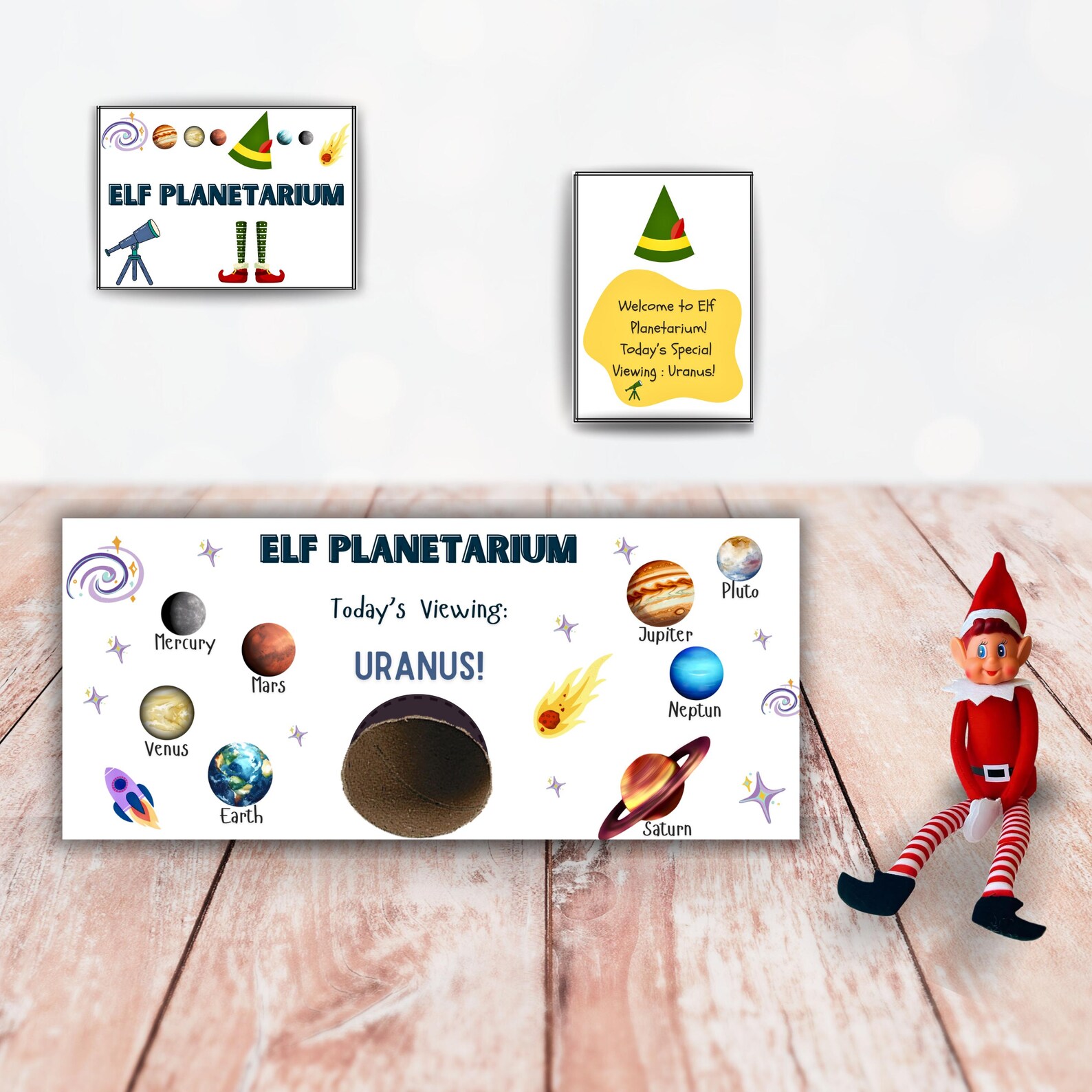 Elf Planetarium and Printable Elf Welcome Cards Elf Creative Props Funny Elf Ideas Christmas ...