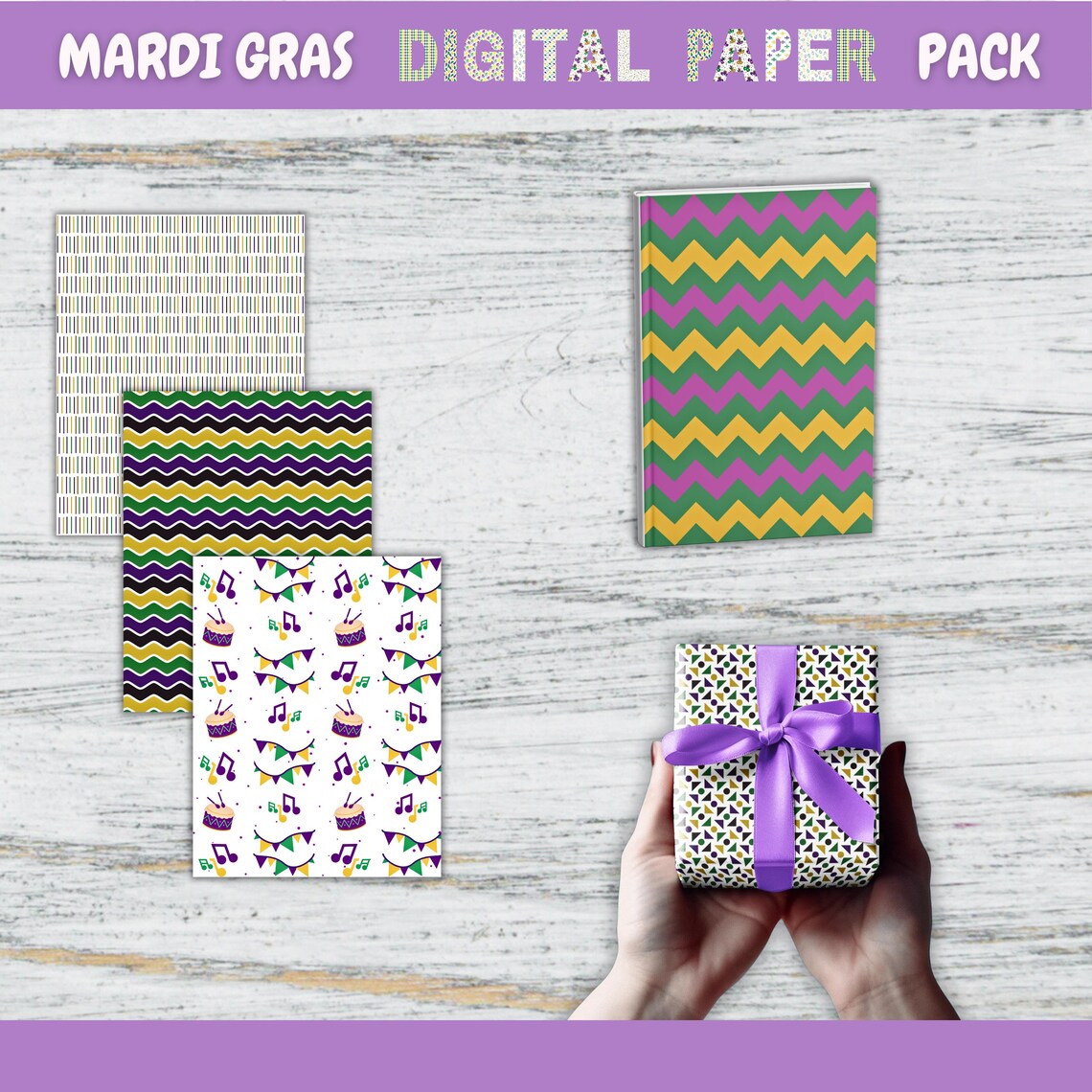 Mardi Gras Digital Paper Pack Scrapbooking Paper Craft Patterns Card 12 ...