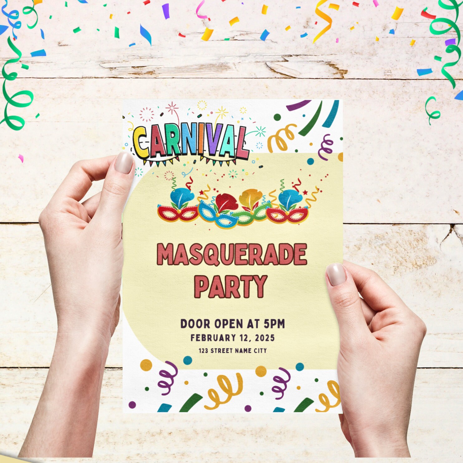 Carnival Masquerade Party Bundle: Editable Flyer + Ticket Templates for ...