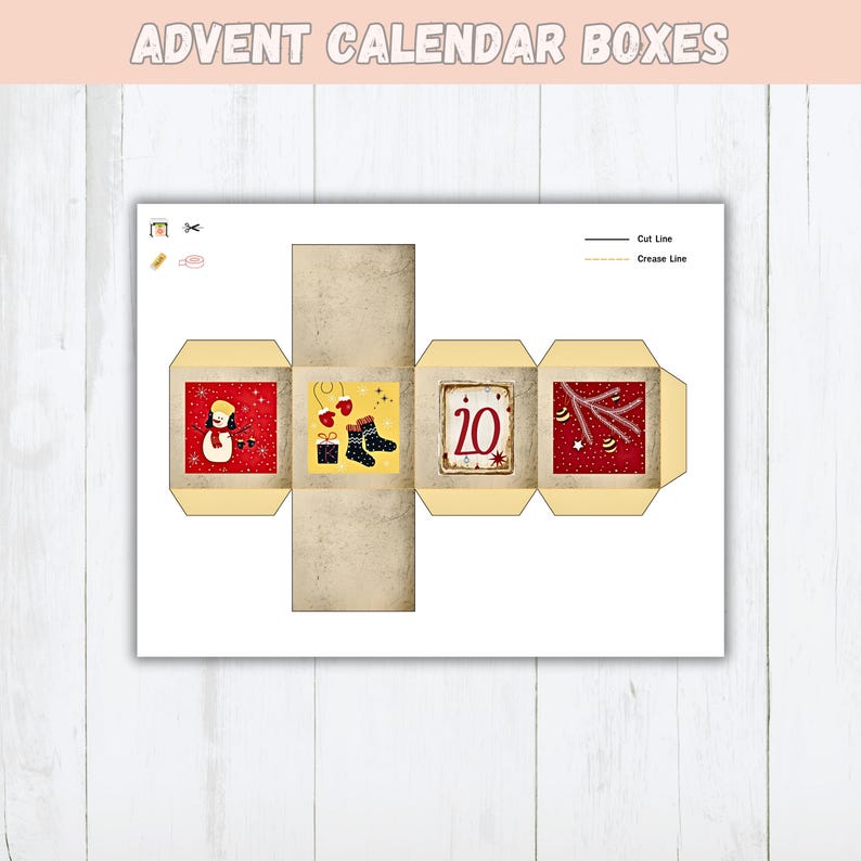 Printable Advent Calendar Boxes, Christmas Countdown Activity (digital ...