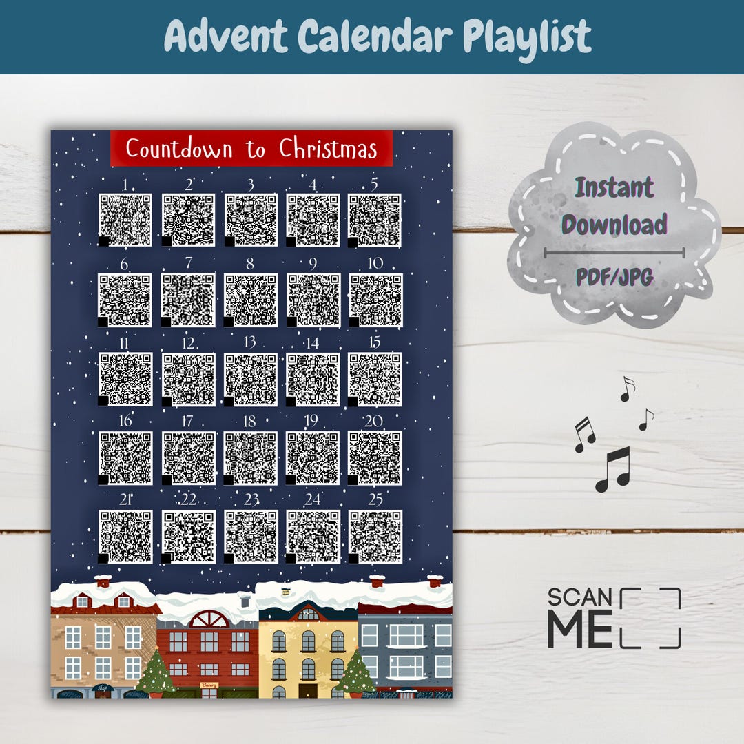 Printable Christmas Music Advent Calendar: DIY Holiday Playlist (PDF ...