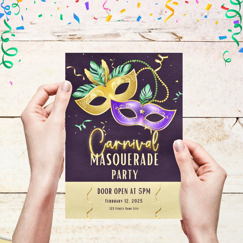 Carnival Masquerade Party Bundle: Editable Flyer + Ticket Templates for ...