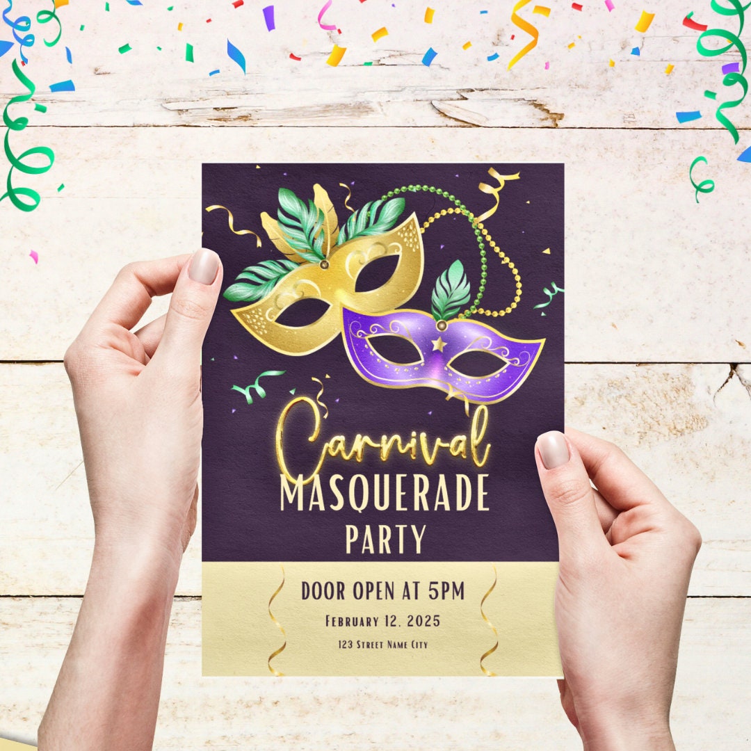 Carnival Masquerade Party Bundle: Editable Flyer + Ticket Templates for ...