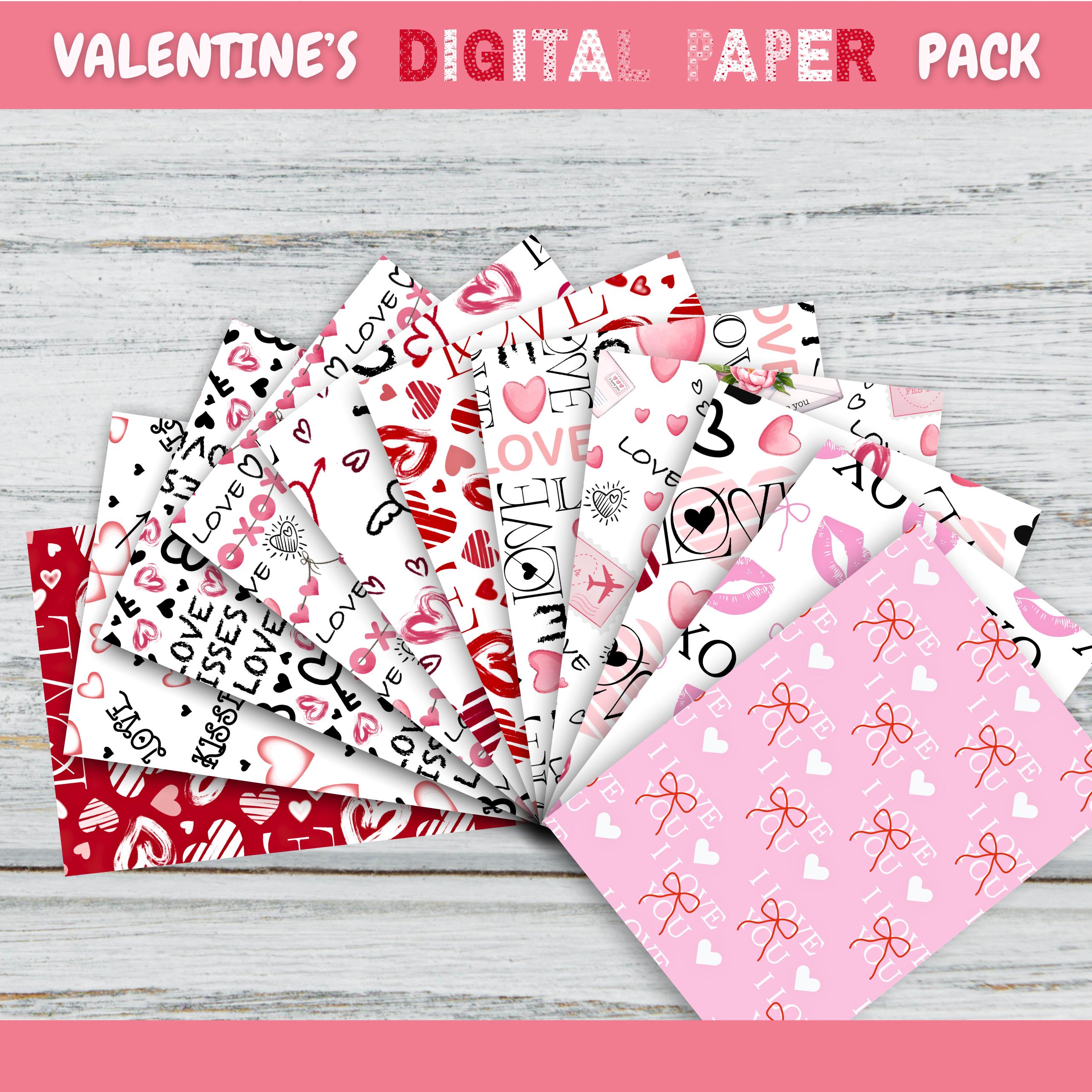 Valentine's Day Digital Paper Pack Scrapbook Paper Romantic Craft ...