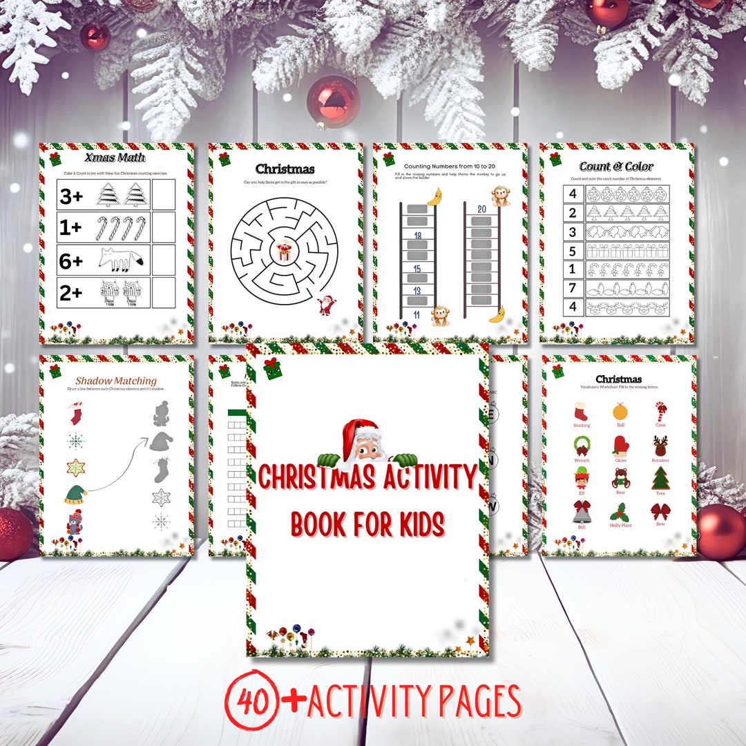 Printable Christmas Activity Book for Kids Santa Claus Cover Holiday ...