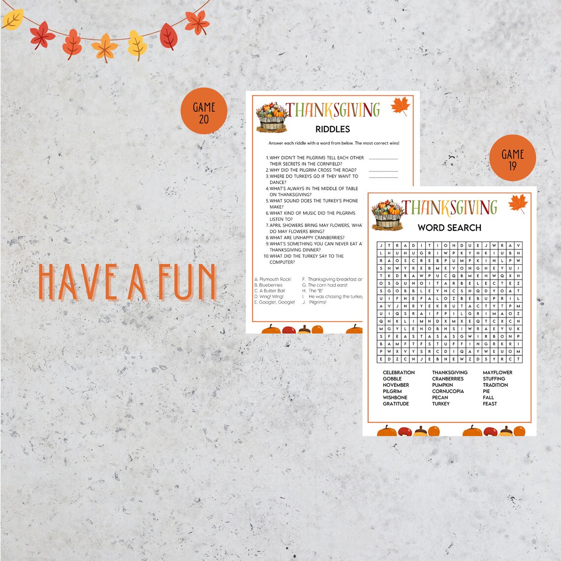 Printable Thanksgiving Games Bundle Editable Template Games for Family ...