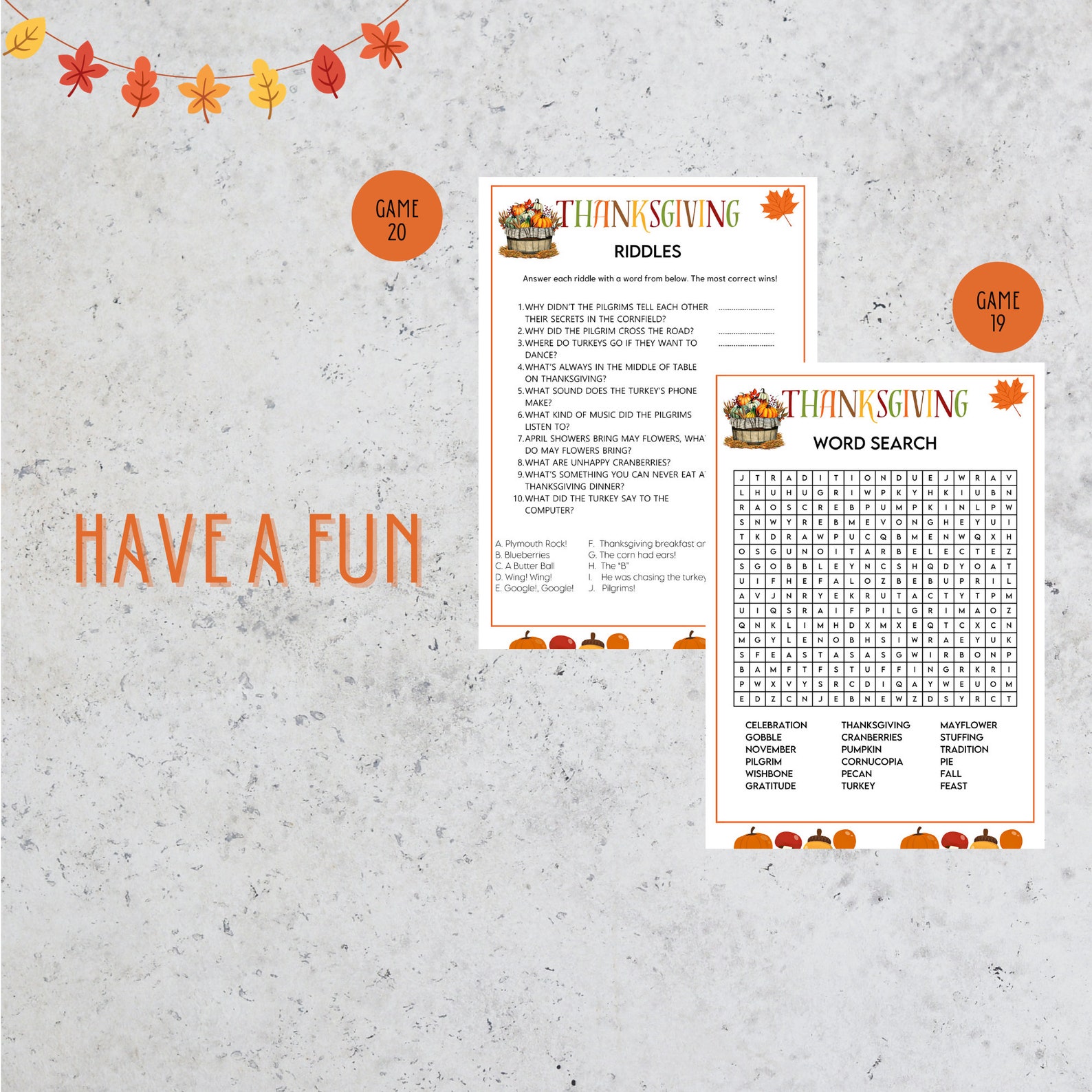 Printable Thanksgiving Games Bundle Editable Template Games for Family ...